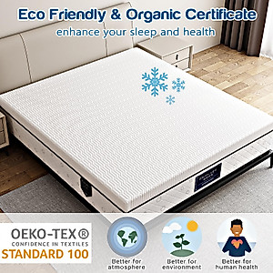 PECASOY 3 Inch Cooling Memory Foam Mattress Topper, High Density Supportive Foam Matress Topper with Washable Removable Bamboo Cover, Hypoallergenic, Bed Mattress Pad Queen Size