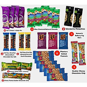 Ultimate Healthy Care Package ( 30 Count ) - Bars & Nuts Variety- Gift Box Bundle Present - Kids, Adults, Boys, Girls, College Student,