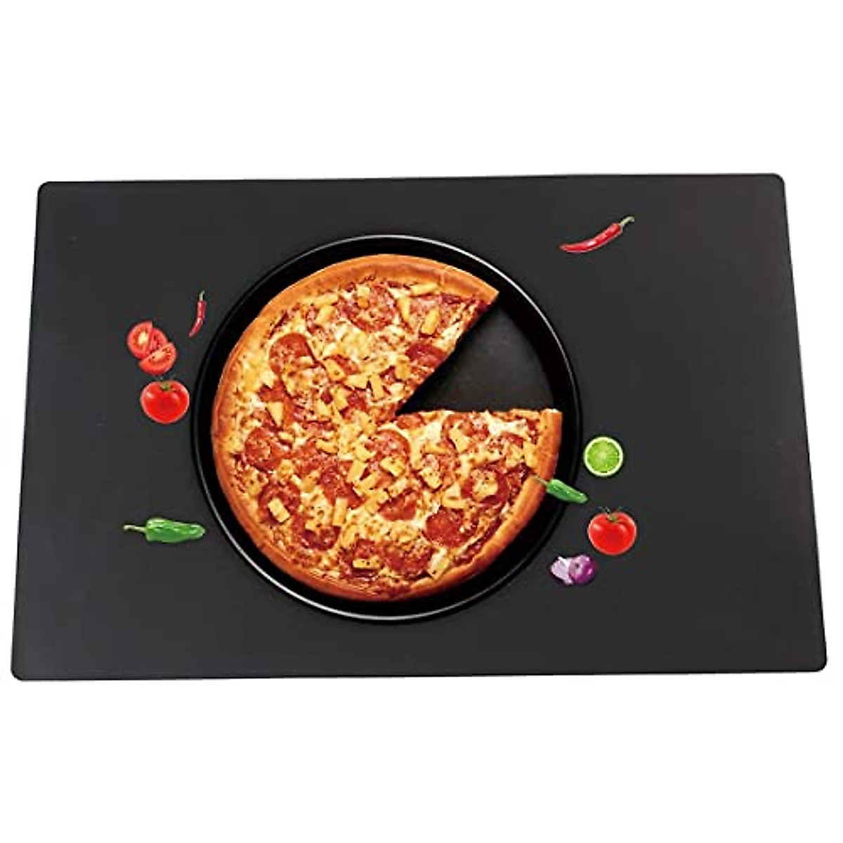 KimTin 23.62" by 15.75" Extra Large Mulitpurpose Silicone Placemat,Countertop Protector, Kitchen Counter Mat, Table Mat, Heat Resistant, Washable, Non Slip (Black)……