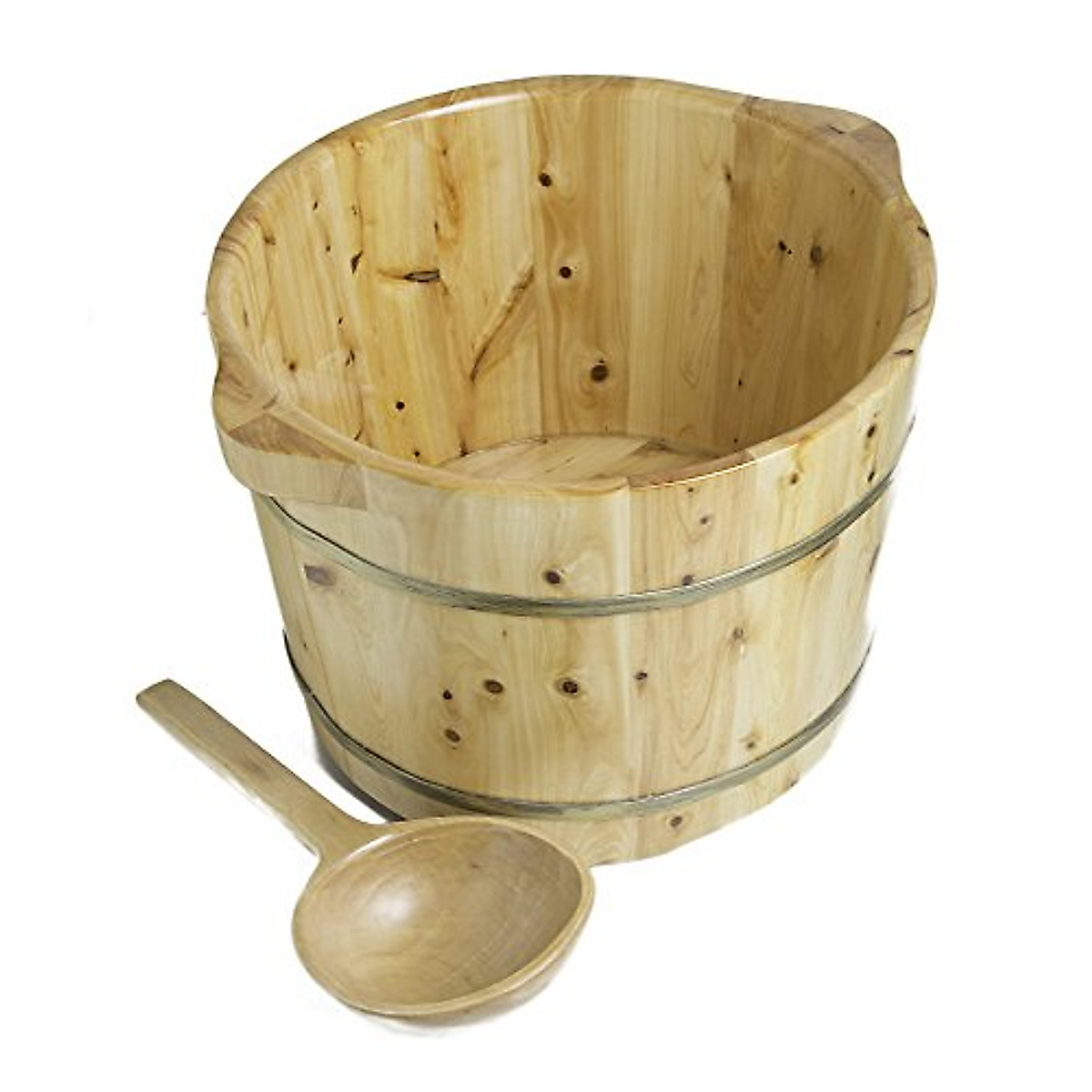 ALFI brand AB6604 15-Inch Solid Cedar Wood Foot Soaking Barrel Bucket with Matching Spoon