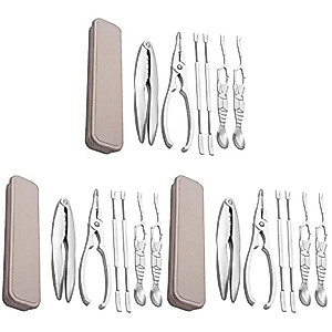 3sets/6pcs Nuts Pecan Picnic With, Case & for Crackers Shellers, Open Storage Including Shellfish Peel Utensils Nut/Steel Accessories Opener and Leg Shell Lobster Tools