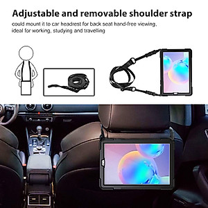 ProCase Galaxy Tab S6 10.5” 2019 Case with S Pen Holder (Model SM-T860/T865/T867), Rugged Heavy Duty Shockproof Case with Hand Strap Rotating Kickstand Protective Cover Case –Black