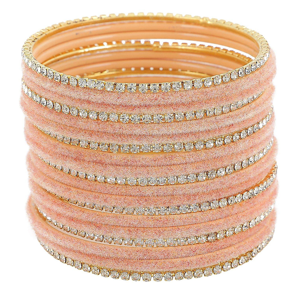 Efulgenz Indian Bangle Set Rhinestone CZ Crystal Wedding Bridal Velvet Bangle Bracelets Jewelry for Women.