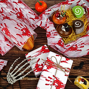 100 Sheets 20 * 14 Inches Horror Bloodstain Pattern Tissue Paper for Gift Bags, Halloween Tissue Paper for Gift Wrapping for Halloween Party DIY Craft