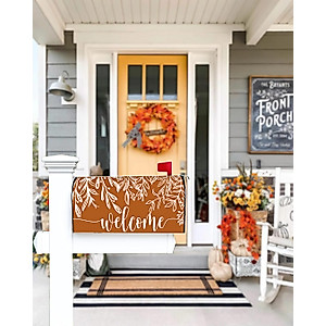 EKOREST Fall Mailbox Covers Magnetic Standard Size 18"x21",Seasonal Welcome Fall Leaves Mailbox Wraps,Autumn Thanksgiving Post Letter Box Cover for Outdoor Décor