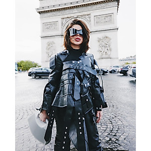 GUVIVI Futuristic Sunglasses for Men Women Oversized Wrap Around Shield Fashion Superhero Chic Mask Sun Glasses Shades