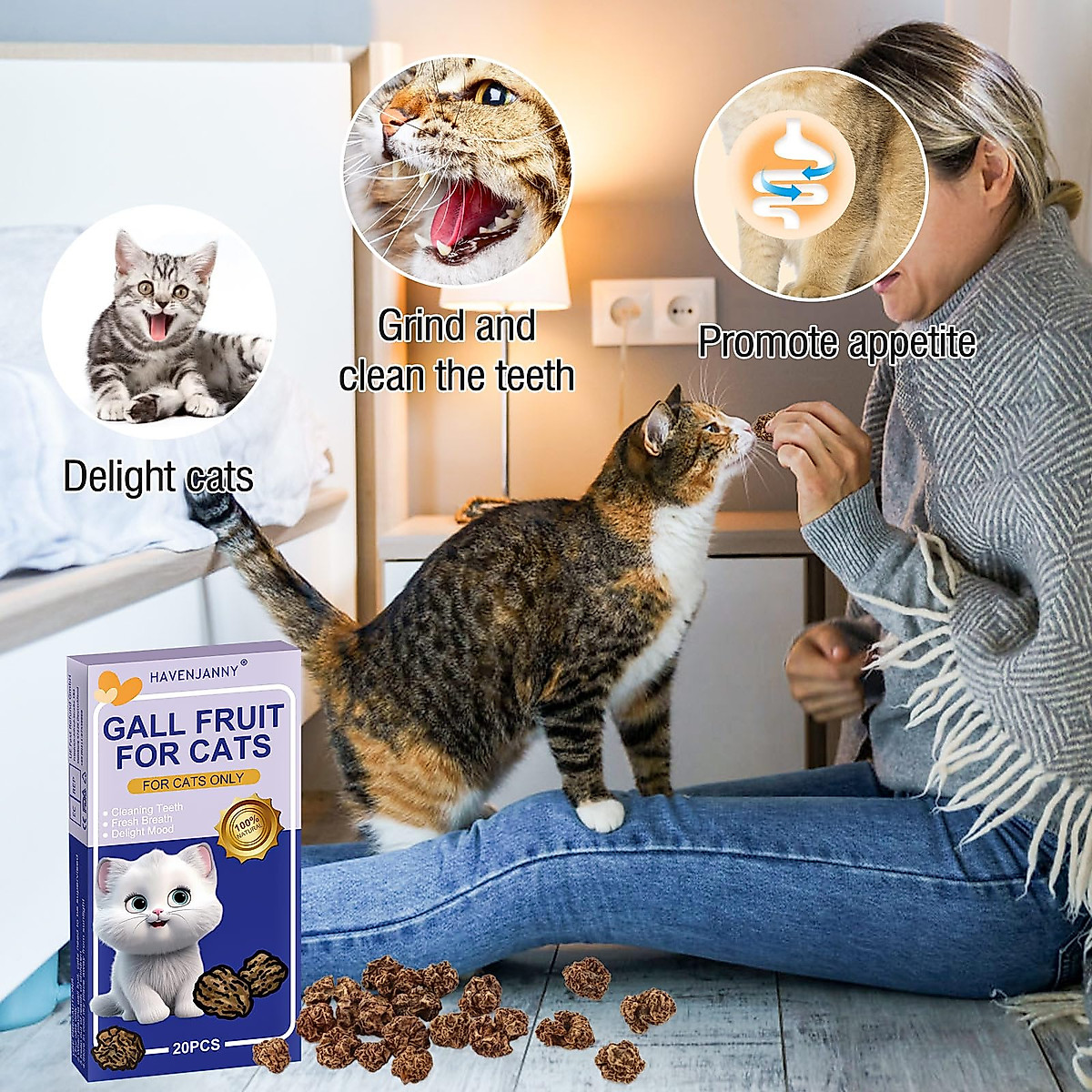 HavenJanny 20pcs Dried Silvervine Gall Fruit, Natural Silver Vine Cat Chew Toy, Matatabi Cat Toy for Dental Cleaning Hard chew Cheer up