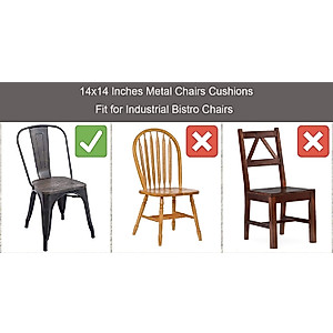 Loveboat Metal Chair Cushions, 14x14 Inches Metal Dining Chair Pads with Ties for Tolix Style Metal Chairs 2 Pack Navy