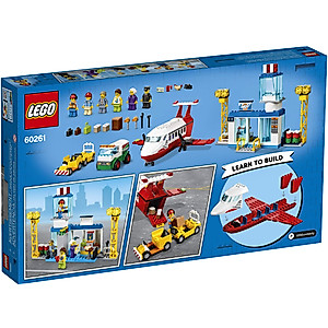 LEGO City Central Airport 60261 Building Toy, with Passenger Charter Plane, Airport Building, Fuel Tanker, Baggage Truck, Cargo and 6 Minifigures, Great Gift for Kids (286 Pieces)