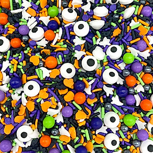 Manvscakes Halloween Sprinkles - Sprinkles For Cake Decorating, Edible Themed Sprinkles For Cookie Decorating, Chocolate Desserts, Cupcakes, Ice Cream, Caramel Apples, Ghost and Pumpkin Sprinkles 8oz