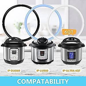 3PCS Silicone Sealing Ring for Instant Pot 6 Quart, Insta Pot Seals Replacement Gasket 6 Qt Instapot Sealing Ring for 6/5Qt, Food-Grade Silicone for IP-DUO60, IP-LUX60, IP-DUO50, Smart-60, IP-CSG60