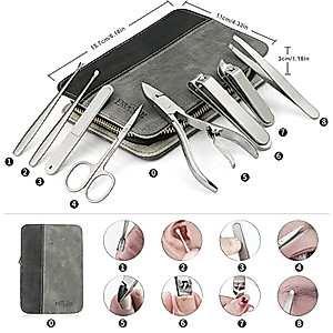 FRUCASE Manicure Set, Pedicure Sets, Nail Clipper Sets, 8 in 1 Stainless Steel Professional Pedicure Kit with Delicate Travel Case