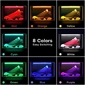 Shoe Storage Organizer for Closet, Foldable Shoe Boxes Rack 2 Pack, Clear Plastic Stackable Containers Bins Holder, Magnetic Sneaker Shelf for Sneakerheads with LED Lights (Black)