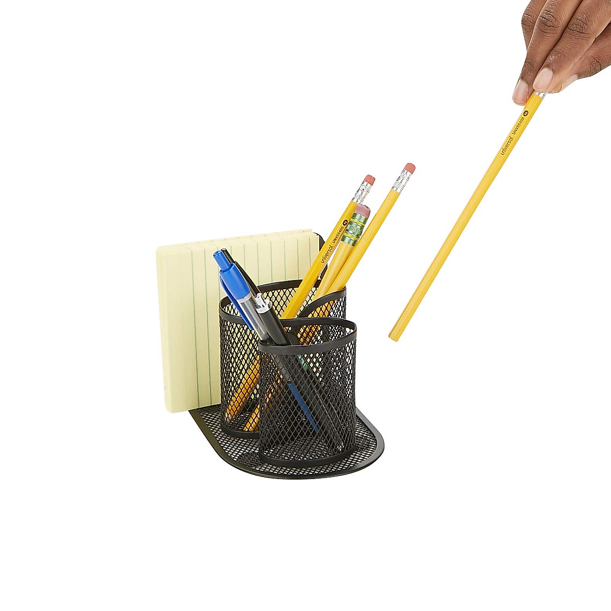 Mind Reader DCUPORG2-BLK 2 Pc Mesh Cup, Pen, Pencil, Paperclip, Office Supplies Storage Organizer, Black