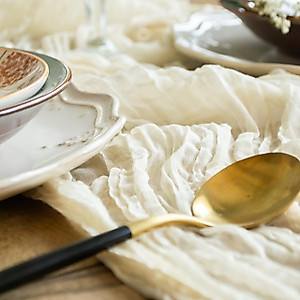 Gauze Table Runner 142 in Long 12 ft Bulk Ivory Nude Cheesecloth Table Runner - Table Cloth for Wedding Decor, Rustic Table Runner Boho Chick Rustic Wedding Table Decor - Long Table Runner for Wedding