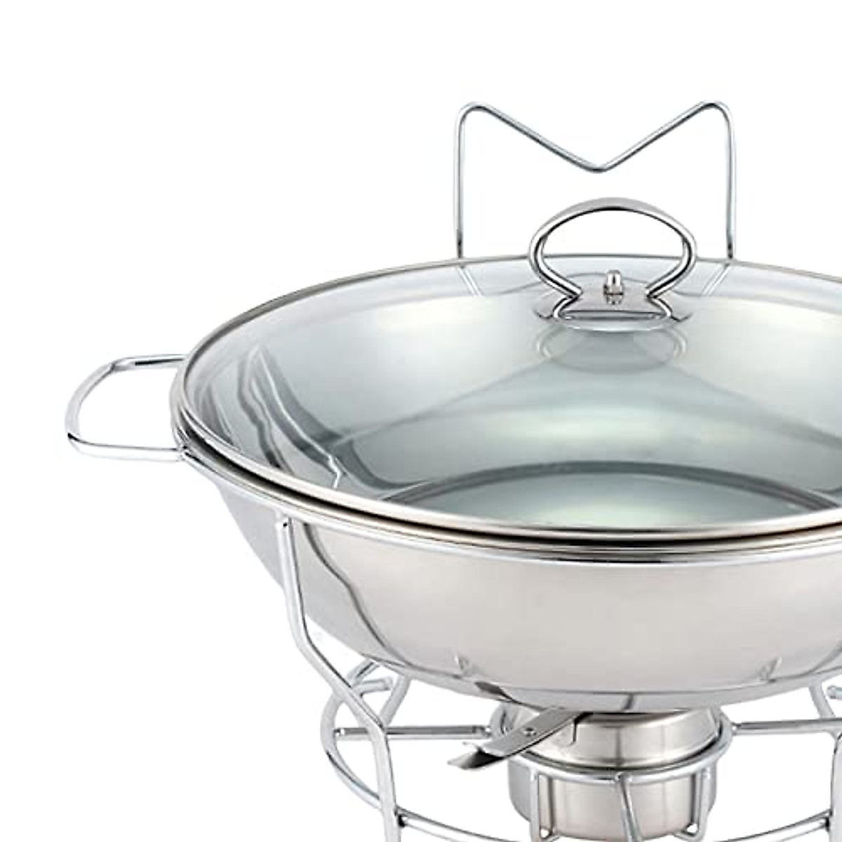 IEUDNS Stainless Steel Round Buffet Chafer with Cover Multifunction Durable Three.5L Serving Tray Holder Chafing Dish Warming Tray for Weddings Parties