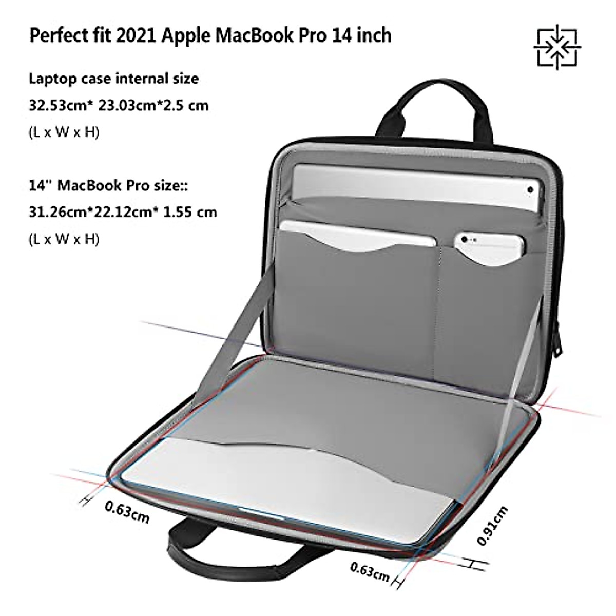 Smatree 13-14inch Hard Laptop Carring Case for 14 inch Macbook Pro 2021 /Acer Spin 5/Dell Xps 13 7390/Asus Zenbook13, 11-12.9inch iPad Pro and iPhone 13/12Pro Bag, Gray