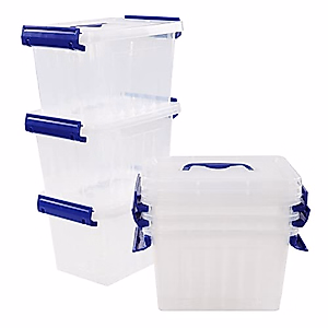 DynkoNA 6-Pack 3 L Small Plastic Storage Box with Lid, Clear Storage Bins