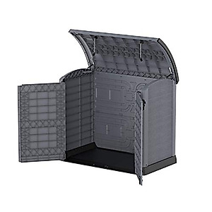 Duramax Cedargrain StoreAway 1200L Plastic Garden Storage Shed / Arc Lid - Outdoor Storage Bike Shed – Durable & Strong Construction– Ideal for Tools, Bikes, BBQs & 2X 240L Bins, 145x85x125 cm, Grey