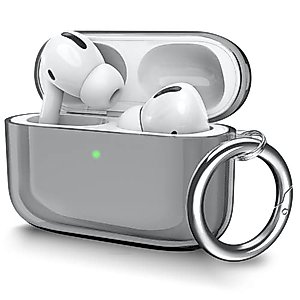 Foweroty for Airpods Pro Case Cover with Key Buckle, Clear Anti-Yellow Protective TPU Cover Case for Airpods Pro(Clear Black)