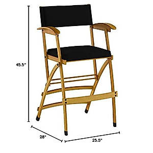 Hollywood Chairs Bamboo Wood Foldable Director's Chair, 32" Tall Folding Chair, Black