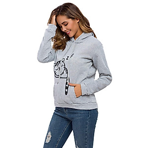 RGOSME Pullover Sweatshirts for Women Kawaii Cat hoodie Kawayii Hoodies for Girls 10-12 (Grey,XS)