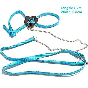Sawyd Adjustable Reptile Lizard Harness Leash,Turtle Lizard Pet Traction Belt Bearded Dragon Accessories Soft Small Pet Animal Harness Rope -1.2M (Blue)