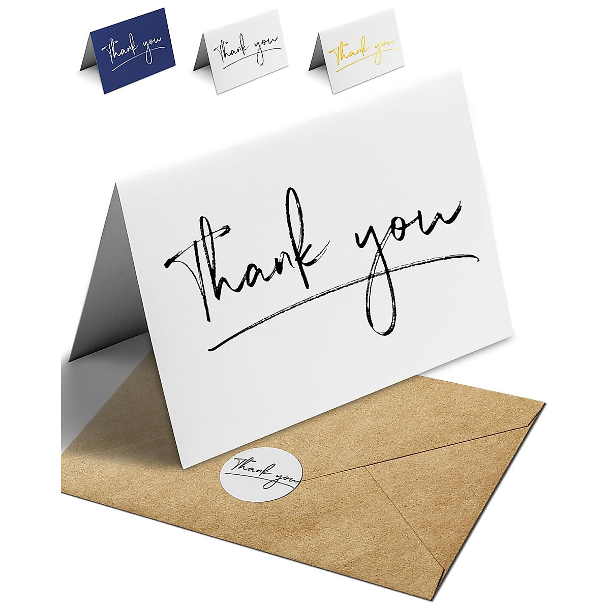 InstaDecor 24 Packs Thank You Cards with Envelopes and Stickers, White Thank You Notes Bulk Set for Small Business, Wedding, Bridal Shower, Christmas and Graduations, 3.5x5 Inch