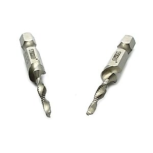 TEMO 2 pc 6-32 Combination Drill and Tap Multi Use Deburr Countersink Hex Bit