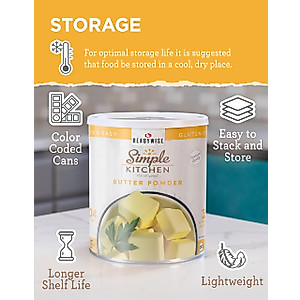 READYWISE - Simple Kitchen, Butter Powder, 204 Servings, Long Term Food Supply, Canned Butter, Baking Supplies, Survival Food, Camping Meals, 10 Can Powdered Butter, Dry Butter for Pantry