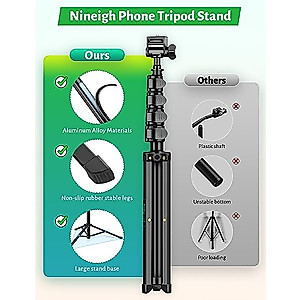 Nineigh Tripod for Cell Phone, 76" Phone Tripod with Gooseneck & Remote, Selfie Stick Portable Tripods Video Recording Photo Vlog, Compatible with iPhone Plus Cellphone Camera