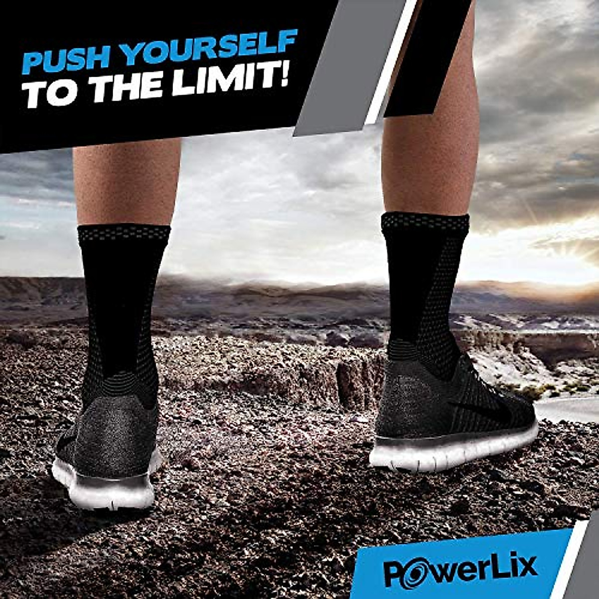 POWERLIX Ankle Brace Compression Support Sleeve for Injury Recovery, Joint Pain and More. Plantar Fasciitis Foot Socks with Arch Support, Eases Swelling, Heel Spurs, Achilles Tendon, Small