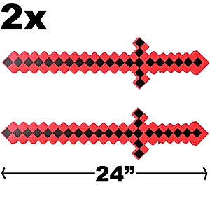 P&F Pack of 4 Light Up Classic Diamond Pixel Sword with Color Led Flashing & Sound