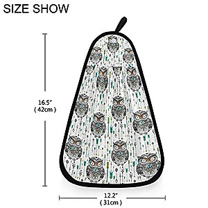 visesunny Owl Hand Towel for Kitchen Bathroom Decor Soft Absorbent Cotton Dish Towel with Hanging Loop Botton Cleaning and Drying Washcloth