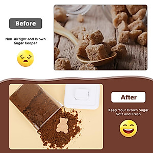 SUMMORO Brown Sugar Keeper, Brown Sugar Container 2.4Qt/2300ml with 6 PCS Brown Sugar Keeper Saver, Pop Airtight Food Storage Containers Brown Sugar Bear Softener for Moisture, Food Safe and Reusable