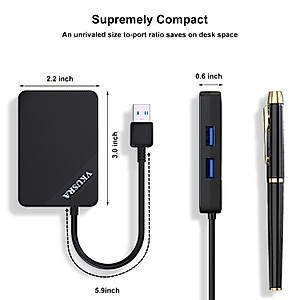 USB Hub 3.0, VKUSRA 4-Port USB Splitter Ultra-Slim USB 3.0 Hub, Mini USB Hub for Laptop, PC, Compatible with Windows, MacBook Air, Surface Pro, XPS, USB Flash Drives(0.5FT/0.15M)