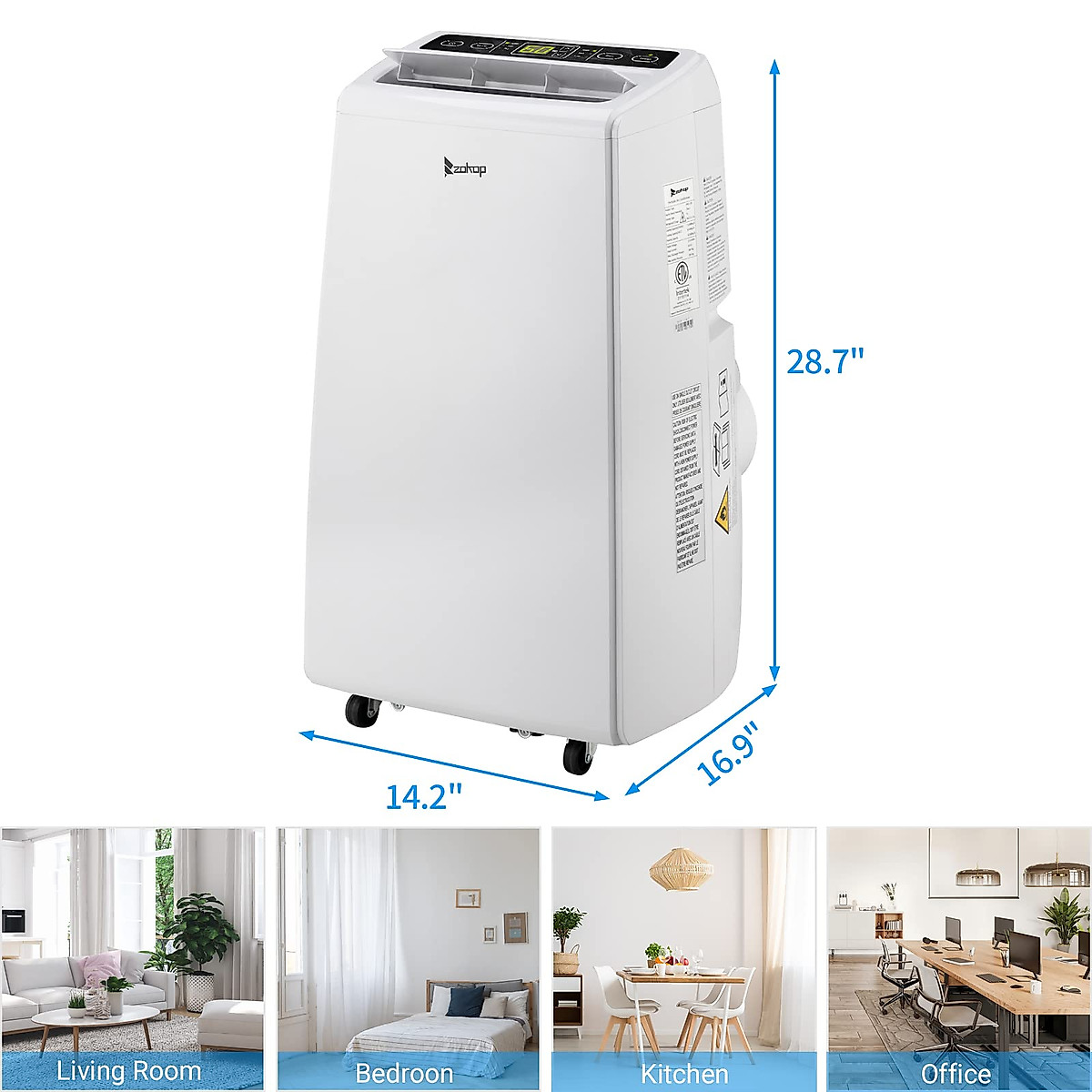 ROVSUN 8,000 BTU Portable Air Conditioners with Remote & APP Control, 3-in-1 Room Air Conditioner, Rolling AC Unit with Digital Display, 24H Timer & Installation Kits for Home Office Dorms