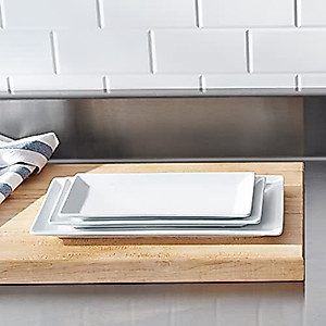 AmazonCommercial 3-Piece Porcelain, Party Platter Appetizer, Dinner, Dessert Set, White