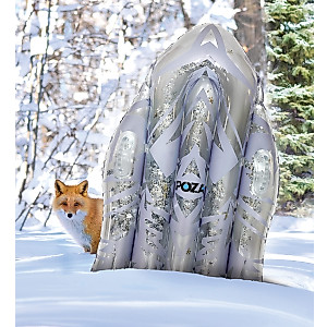 POZA Inflatable Silver Snow Boogie Sled – Luxurious Snow Sled with Handles and Filled with Silver Snowflake Confetti – Premium Heavy Duty Cold Resistant PVC Sled for Adults and Kids – 44 Inch