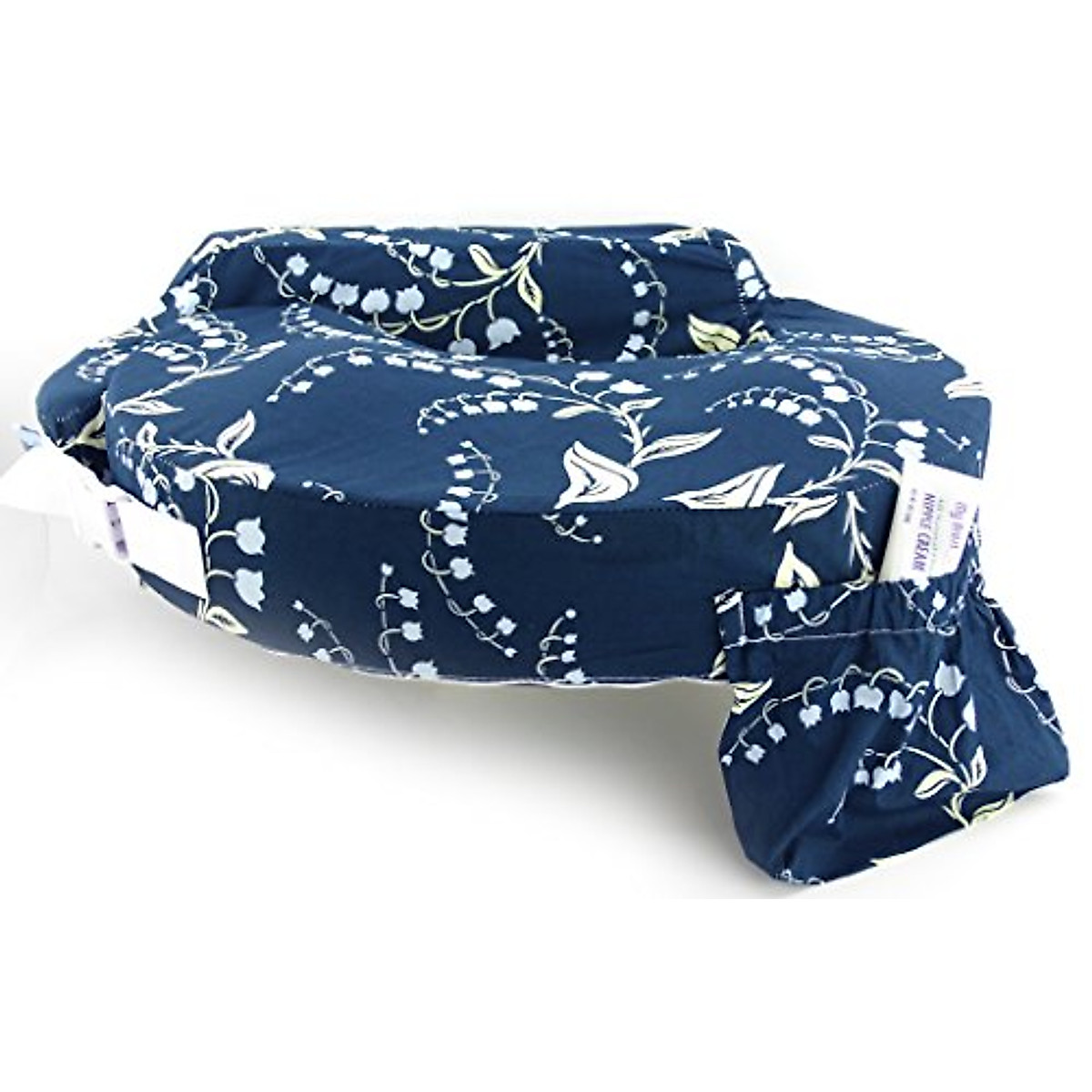 My Brest Friend Original Nursing Pillow for Breastfeeding, Nursing and Posture Support with Pocket and Removable Slipcover, Navy Bluebells