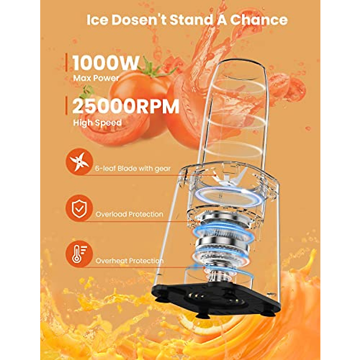 VEWIOR 20 Pieces Smoothie Blender for Shakes and Smoothies, 1000W Blenders for Kitchen, Protein Drinks, Bullet Personal Blender with 2 * 22Oz Smoothie Cups with Lids