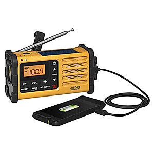 Sangean MMR-88 AM/FM/Weather+Alert Emergency Radio. Solar/Hand Crank/USB/Flashlight, Siren, Smartphone Charger yellow