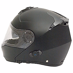 TORC T27B Full Face Modular Motorcycle Helmet with Integrated Blinc Bluetooth (Solid Color-Flat Black)