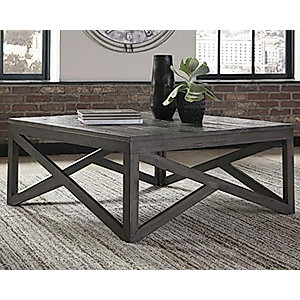 Signature Design by Ashley Haroflyn Rustic Square Coffee Table, Gray