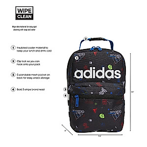 adidas Santiago 2 Insulated Lunch Bag, Icon Brand Love Black/Bright Royal Blue, One Size