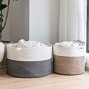 INDRESSME Large Linen Basket (Set of 2)-Large Blanket Basket