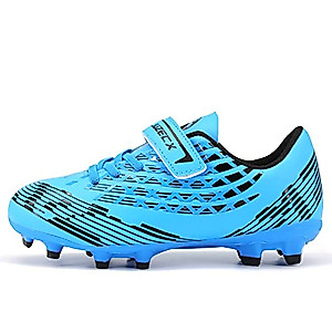Juzecx Girls Soccer Cleats Boys Soccer Shoes Kids Football Shoes FG/AG Soccer Athletic Cleats Child Indoor Outdoor Soccer Training Shoes Blue 3.5 Big Kid