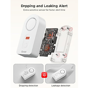 Govee WiFi Water Sensor 3 Pack, Water Leak Detector 100dB Adjustable Alarm and App Alerts, Leak and Drip Alert with Email, Wireless Detector for Home, Basement(Not Support 5G WiFi)