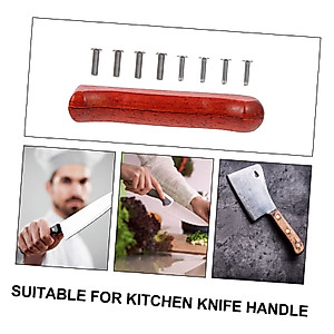 SEWACC Kitchen Knife Handle Replacement Wooden Grip No Hole Design Comfortable Sturdy Red Pear Wood Easy to Use