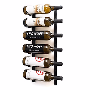 VintageView W Series Wine Rack 2 | Modern Wall Mounted Wine Storage (6 Bottles, Matte Black)